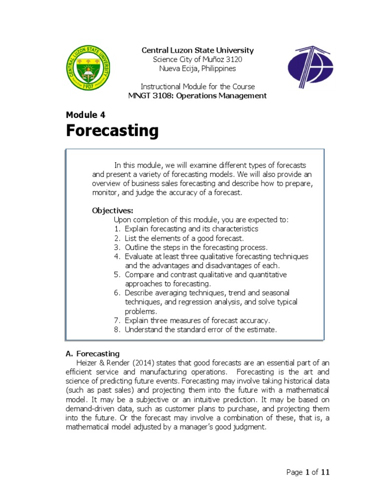 Operations Management: Forecasting Module | PDF | Seasonality | Forecasting