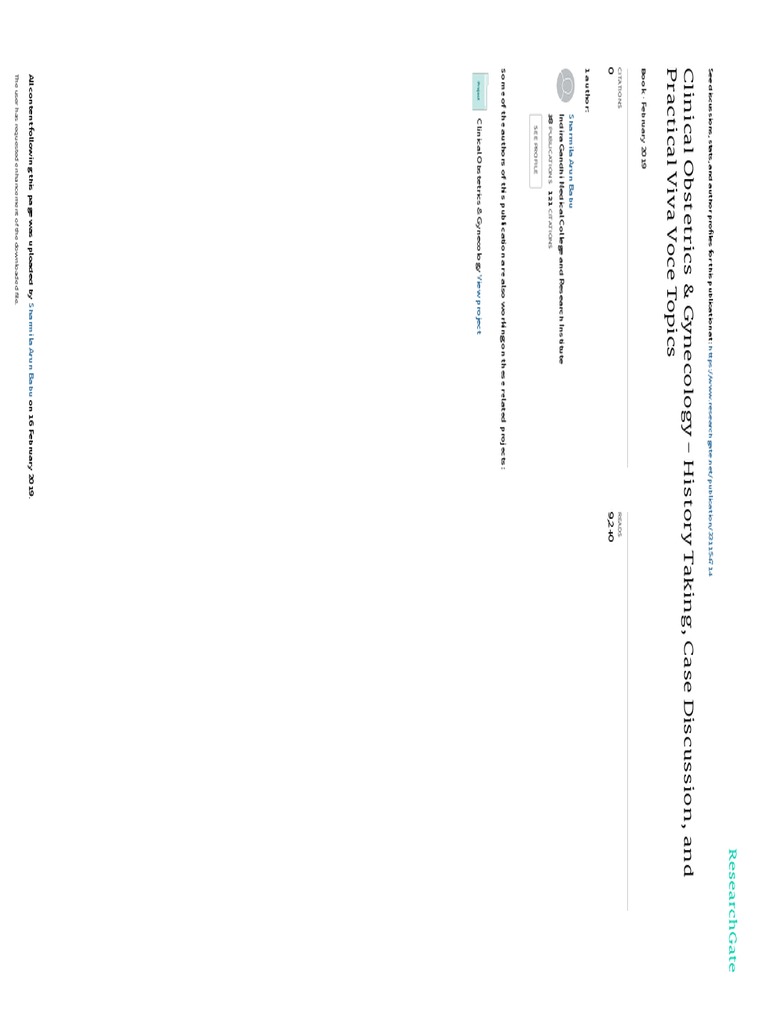 Clinical Obstetrics & Gynecology - History Taking, Case Discussion, and ...