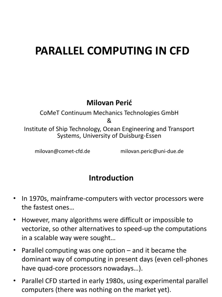 Parallel Computing in CFD: Milovan Perić | PDF | Parallel Computing | Message Passing Interface