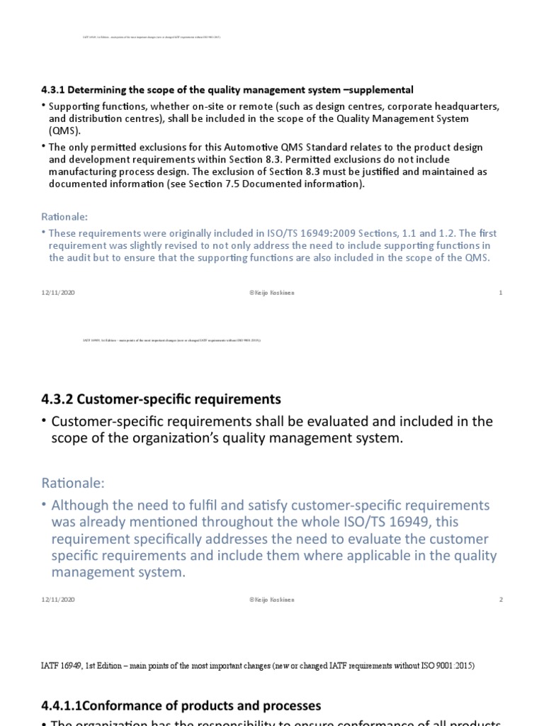 Changes in IATF ISO 9k Plus | PDF | Iso 9000 | Verification And Validation