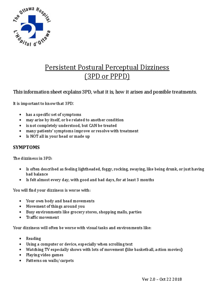Persistent Postural Perceptual Dizziness (3PD or PPPD) | PDF | Migraine ...