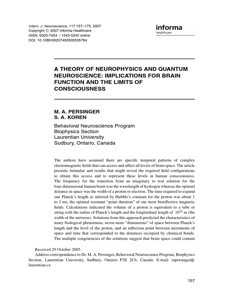 A Theory of Neurophysics and Quantum Neuroscience PDF | PDF | Hertz ...