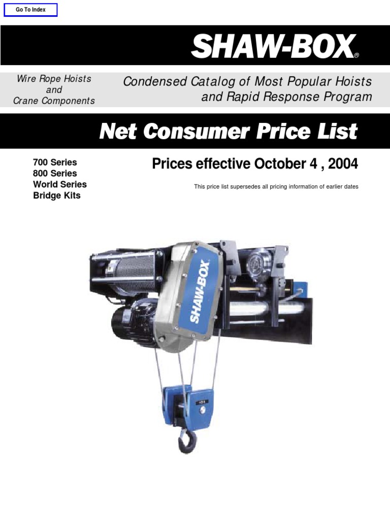 Net Consumer Price List: Shaw-Box | PDF | Electric Motor | Elevator