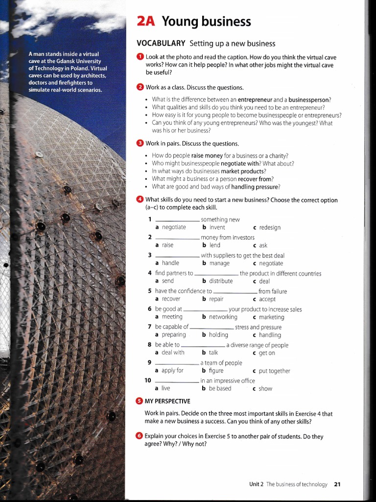 Young Business: Vocabulary Setting New | PDF | Entrepreneurship | Economies