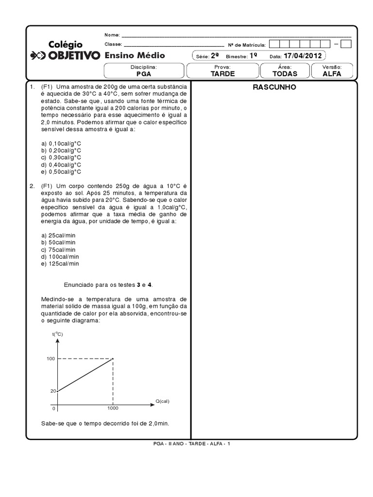 Apostila Objetivo - Ensino Medio - 2o Ano-Bimestre 1 - Prova 1 | PDF ...