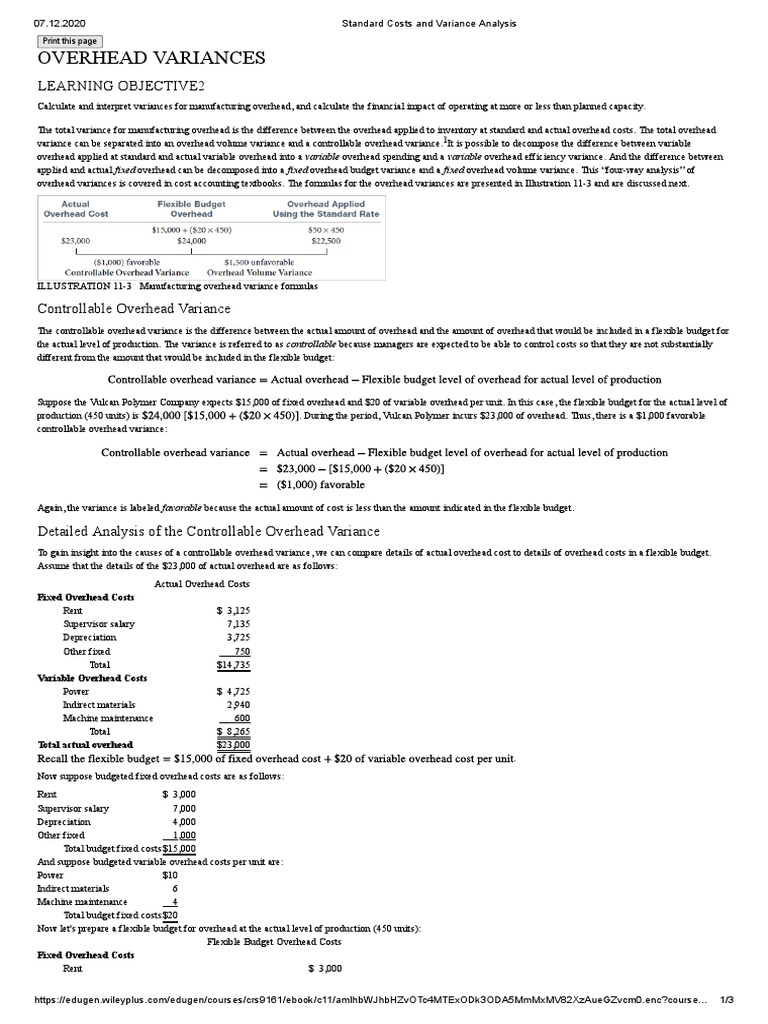 Standard Costs and Variance Analysis PDF | PDF | Variance | Cost Accounting