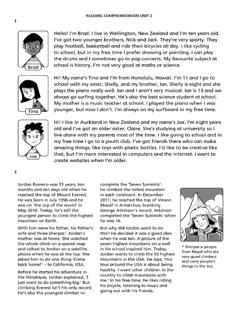 Reading Comprenhension Unit 2 | PDF
