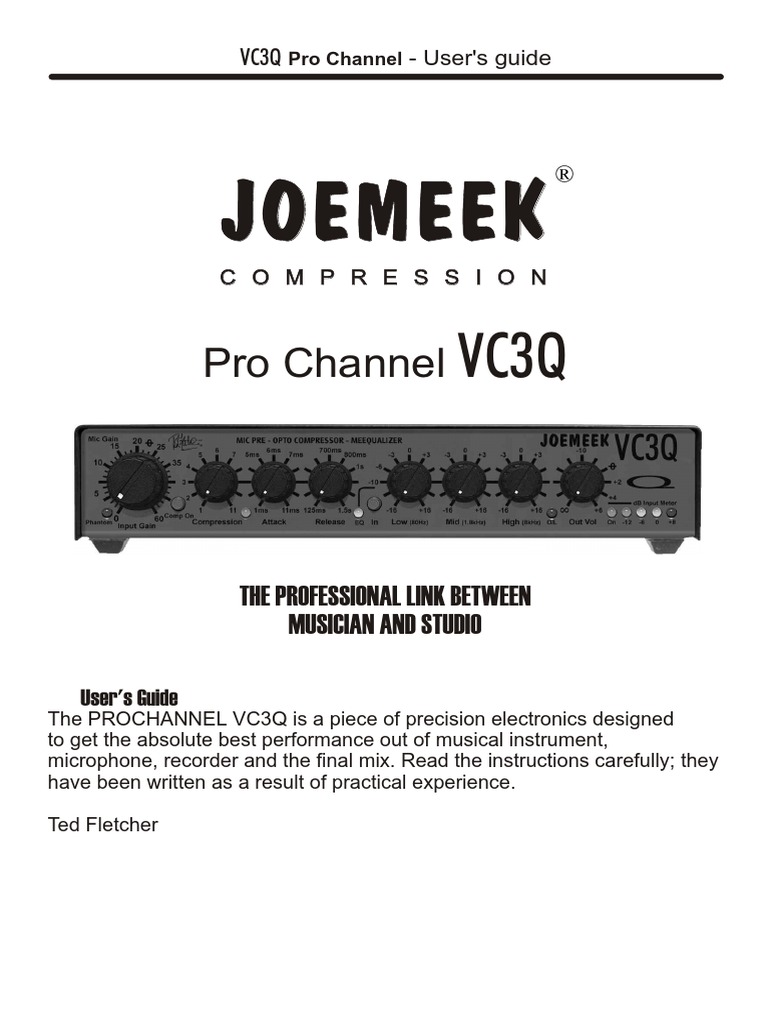 Joe Meek VC3Q Manual | PDF | Equalization (Audio) | Microphone