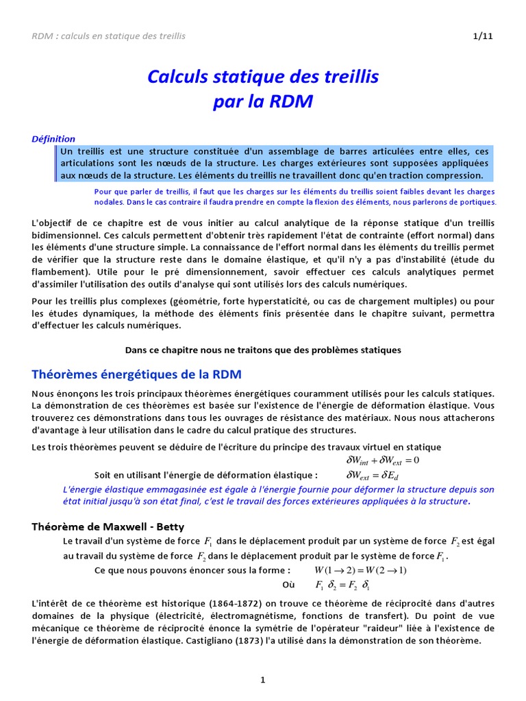Treillis RDM PDF | PDF | Treillis (assemblage) | Flambage