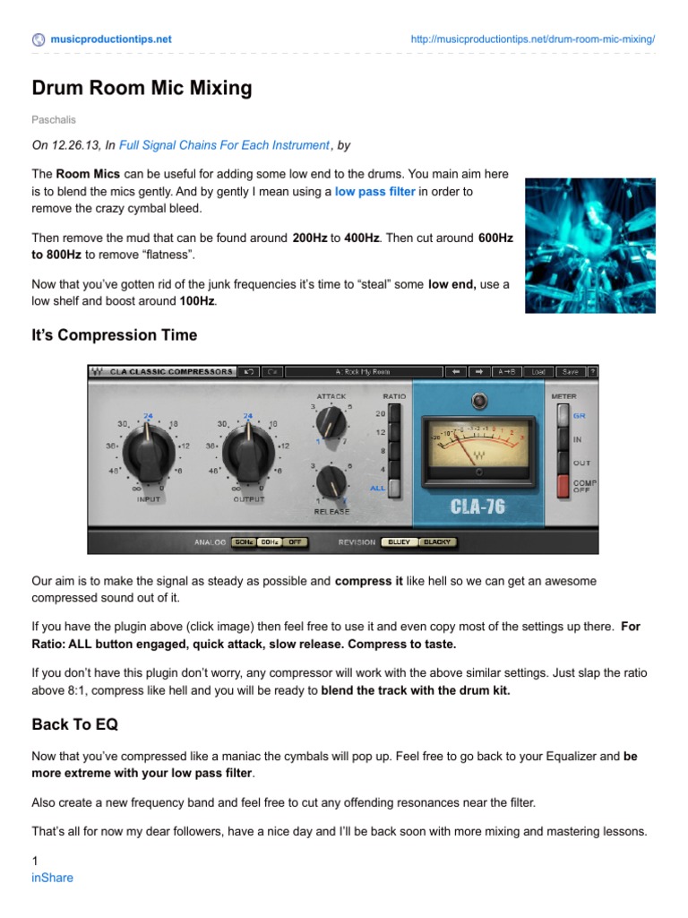 Drum Room Mic Mixing: It's Compression Time | PDF