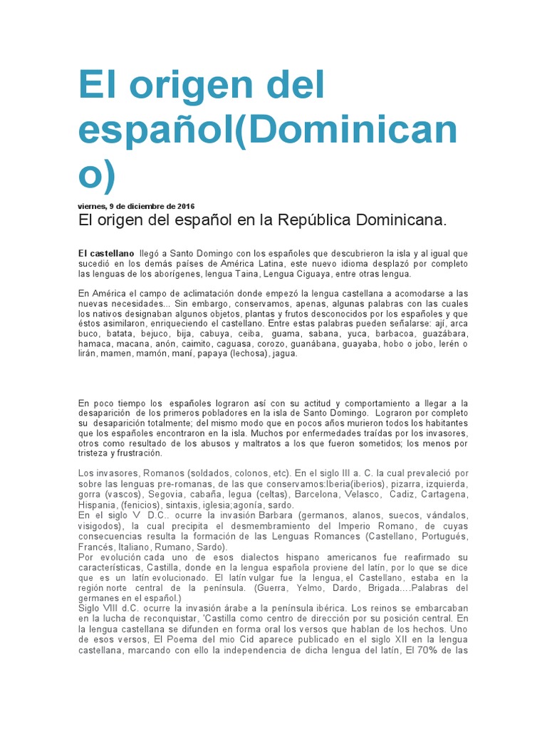 El Origen Del Español | PDF | latín | Arábica