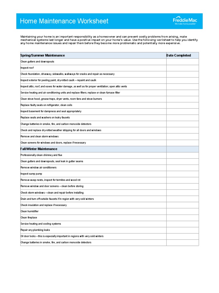 Seasonal Home Maintenance Checklist | PDF | Home & Garden