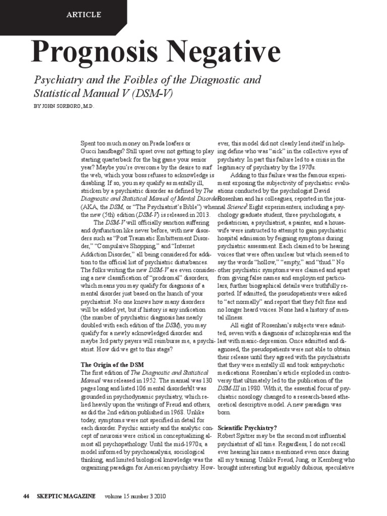 Prognosis Negative: Psychiatry and The Foibles of The Diagnostic and ...