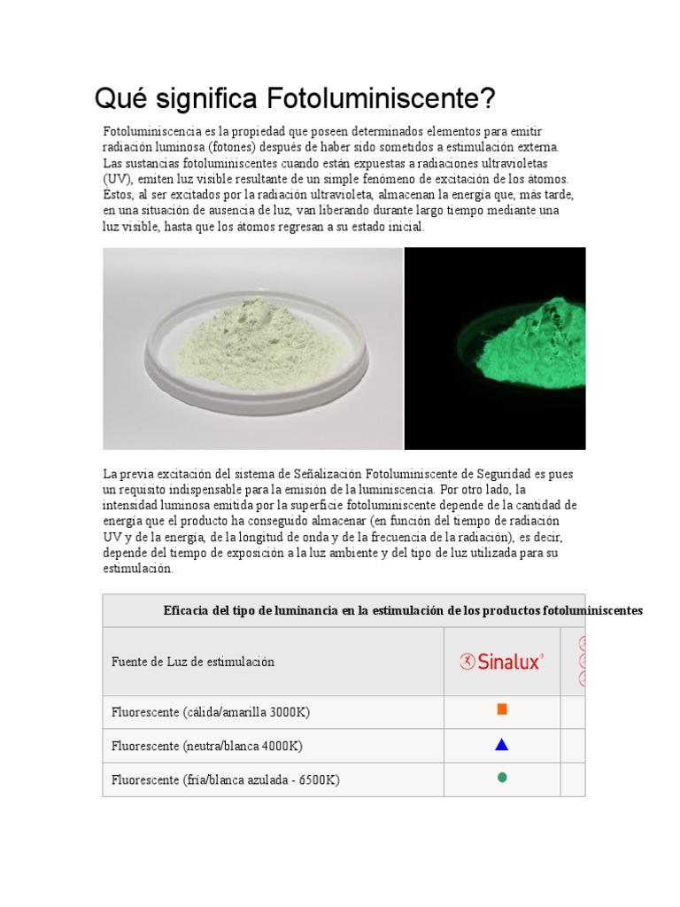 Qué Significa Fotoluminiscente | PDF