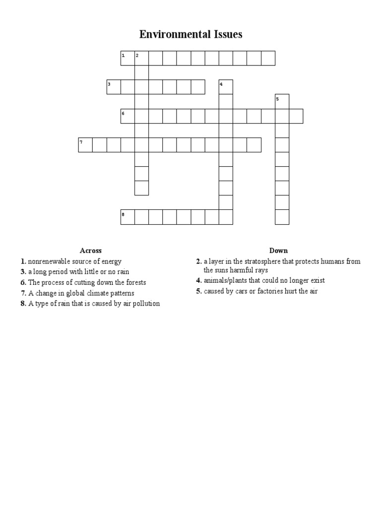 Environmental Issues Crossword Puzzle | PDF
