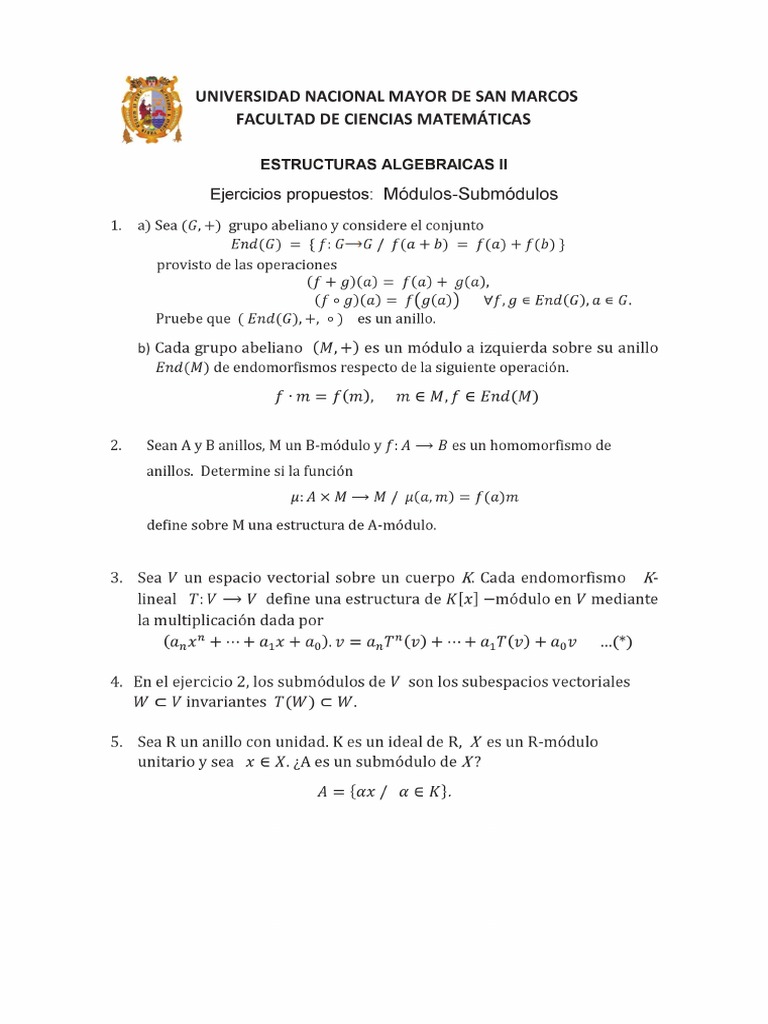 Ejercicios Propuestos (Módulos y Submódulos) | PDF