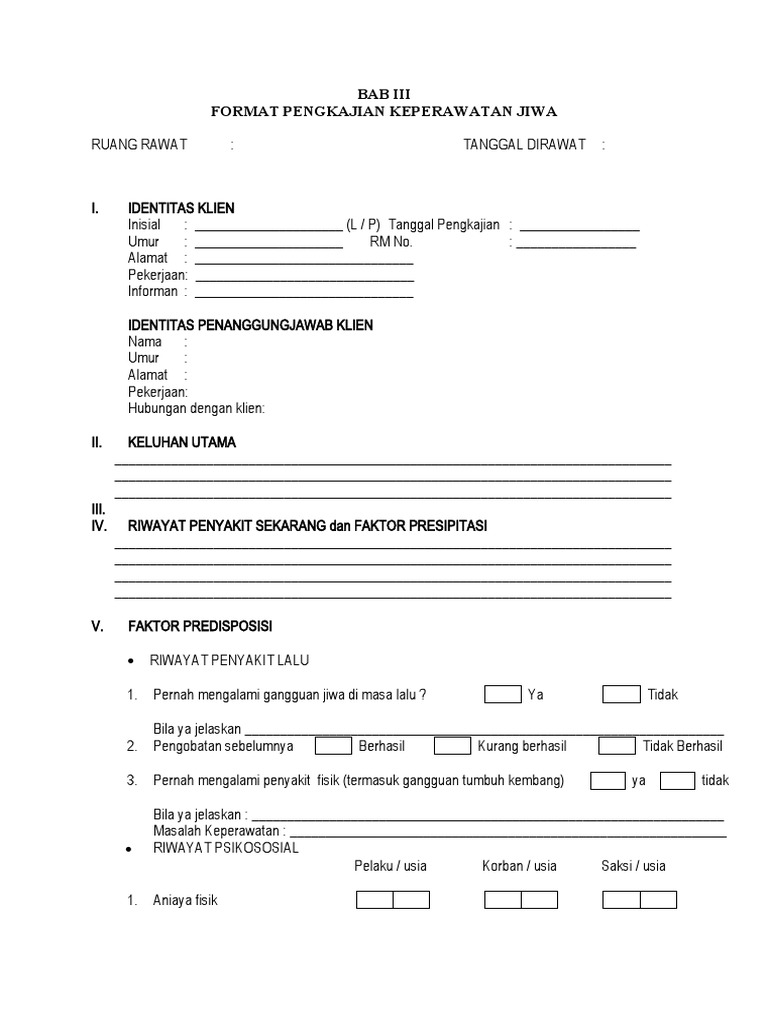 Format Pengkajian Jiwa | PDF