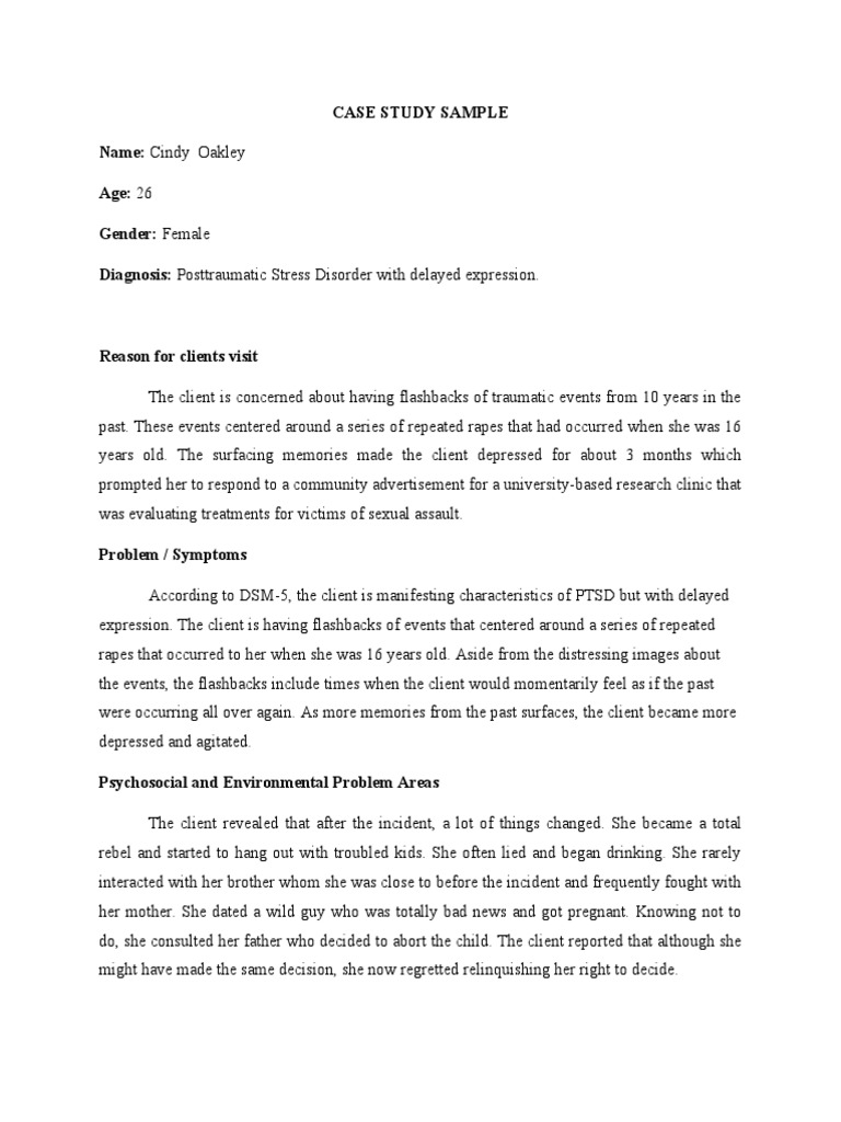 ABpsych Case Study Sample | PDF | Posttraumatic Stress Disorder ...