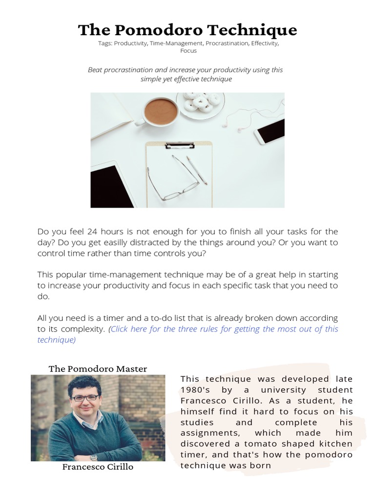 The Pomodoro Technique | PDF | Time Management | Professional Skills
