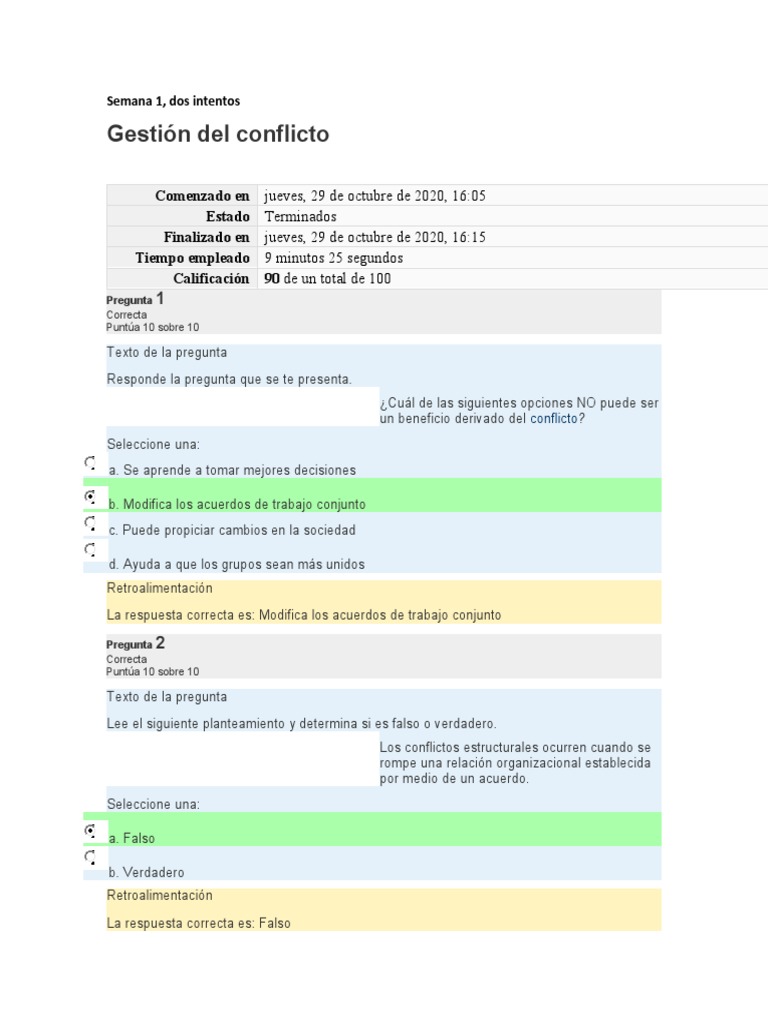 Examen Gestion Del Conflicto | PDF | Mediación | Negociación