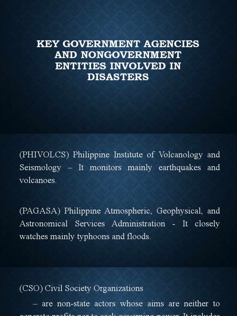 Key Government Agencies and Nongovernment Entities Involved in ...