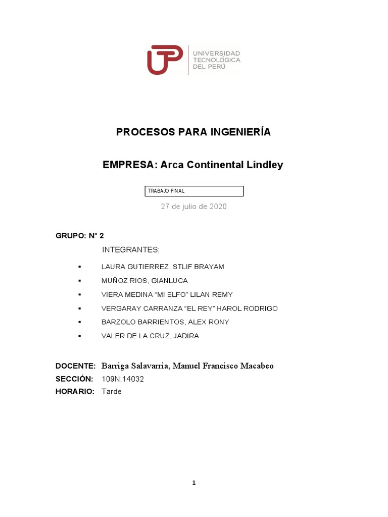 Trabajo Final Procesos para Ingeniería-1 | PDF | Refresco | Coca Cola