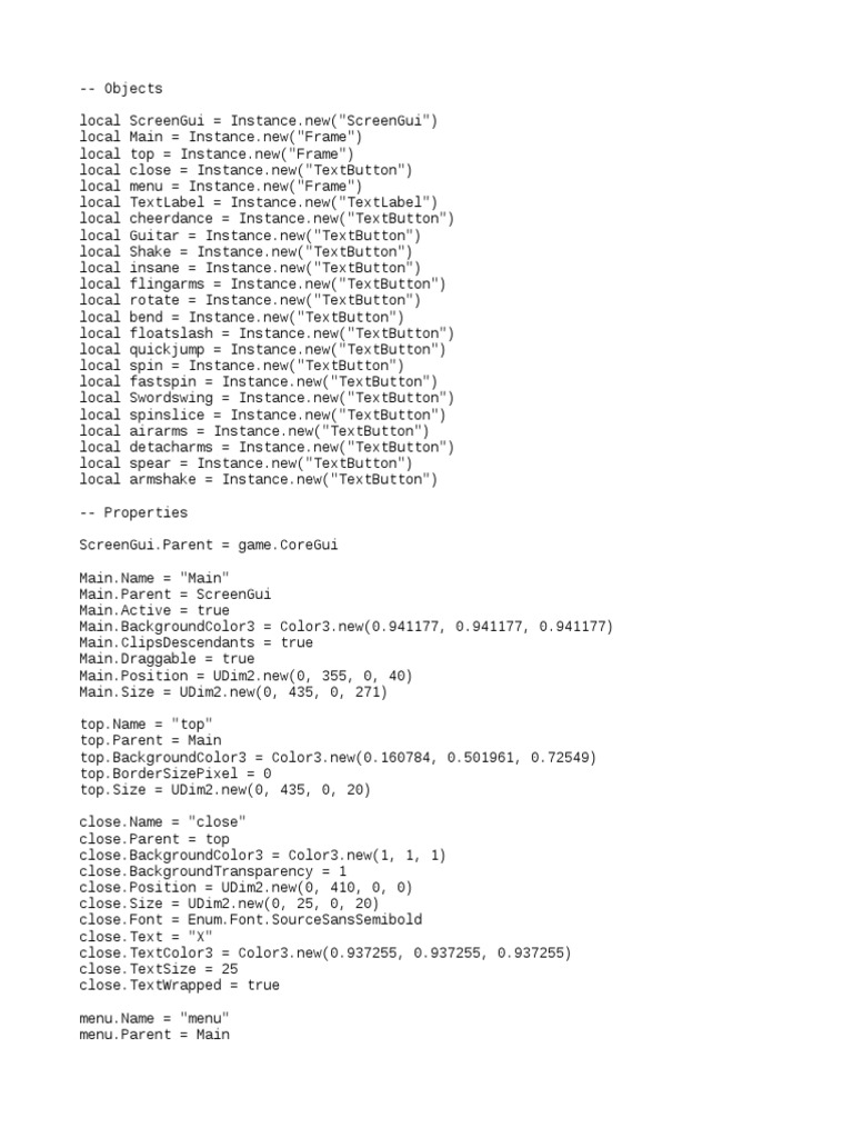 Roblox animation GUI | PDF