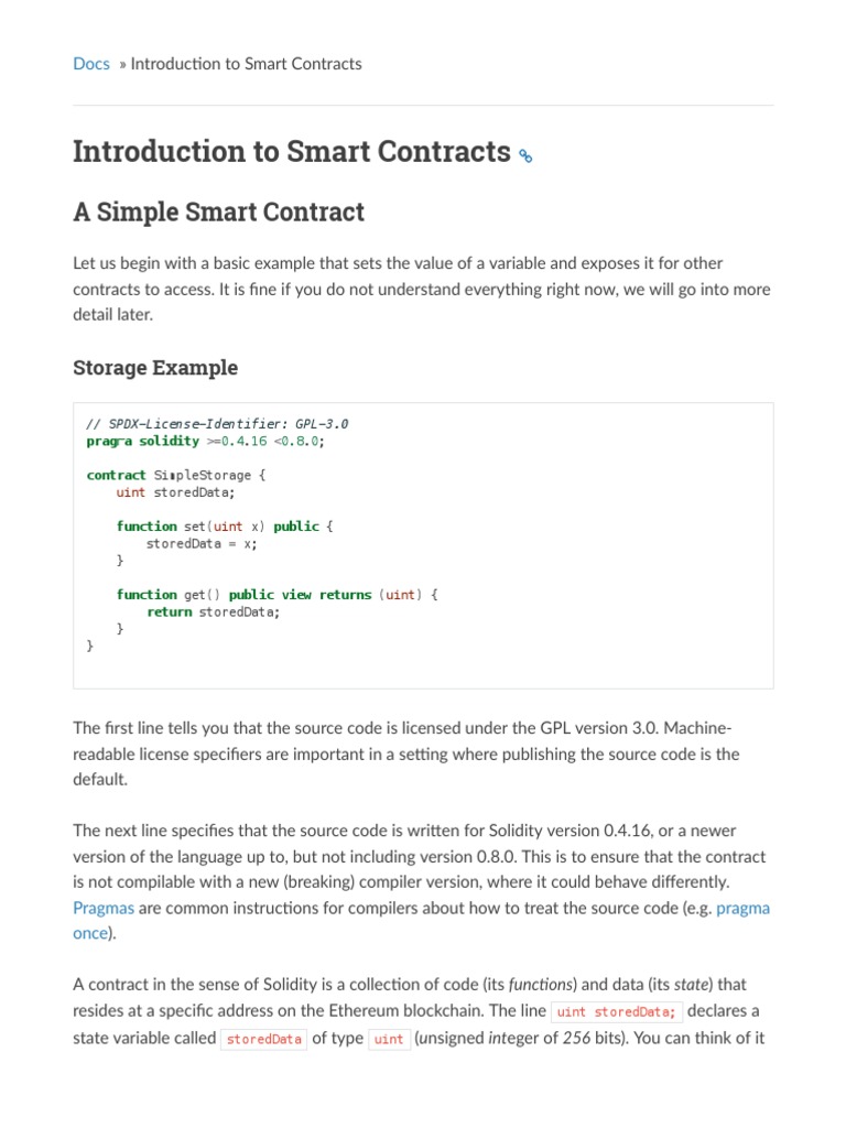 Introduction To Smart Contracts - Solidity 0.7.6 Documentation | PDF | Subroutine | Integer ...
