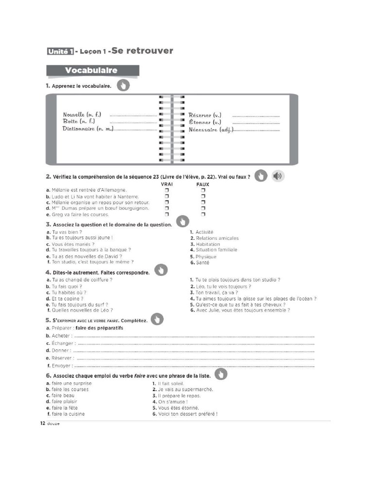 Cahier Tendances A2 Unite 1 Lecon 1 | PDF