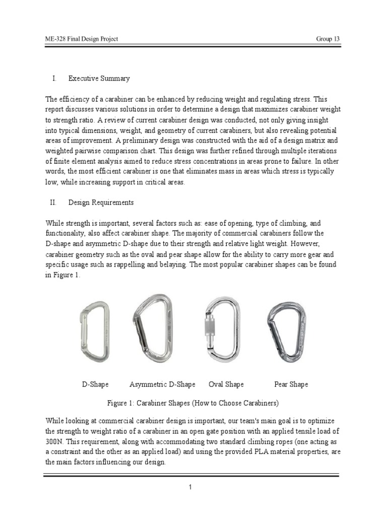 Me328 - Carabiner Project 1 | PDF | Strength Of Materials | Yield ...