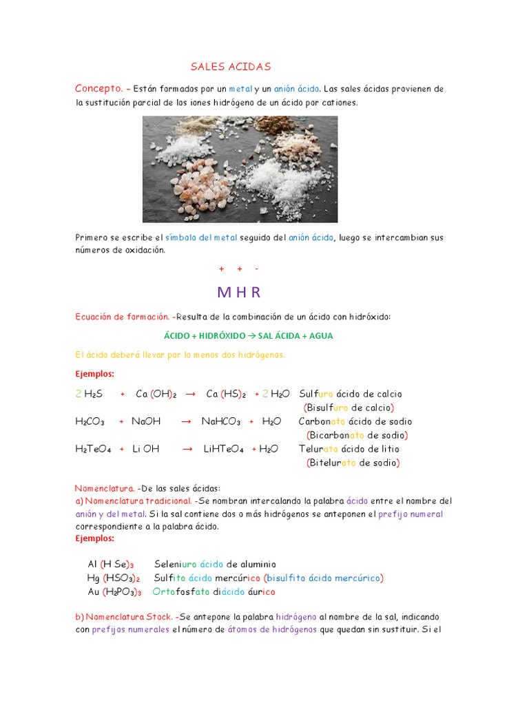 3ero QUIMICA 3er Tri SALES ACIDAS | PDF