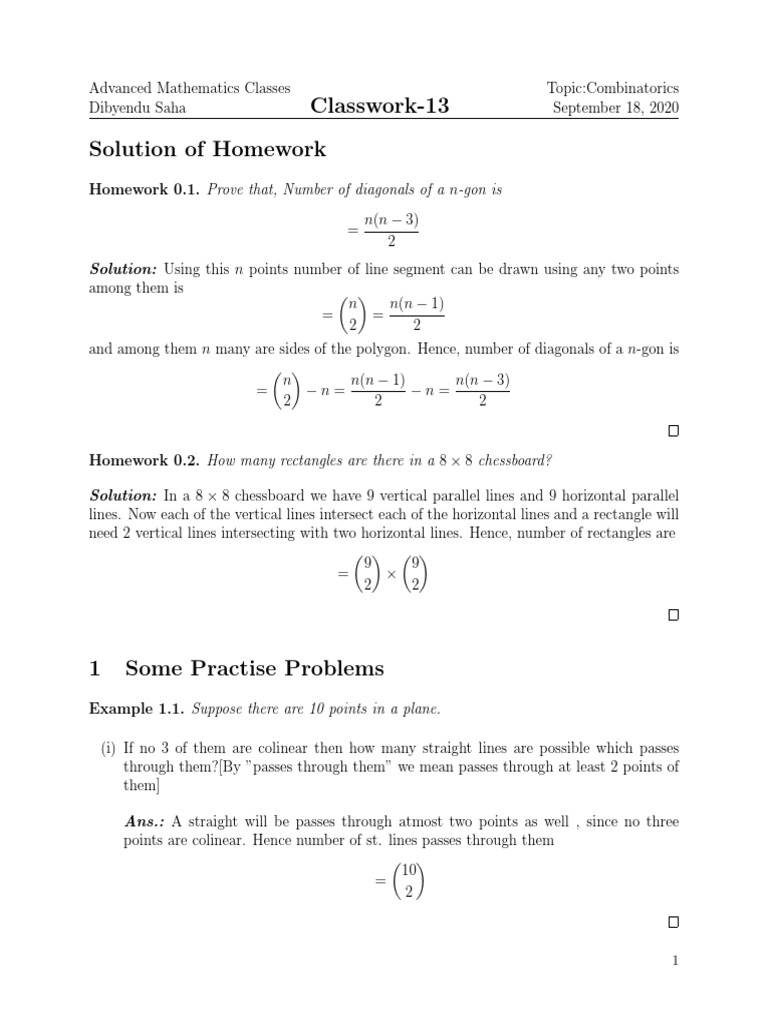 Classwork-13 Solution of Homework | PDF | Factorization | Elementary Geometry