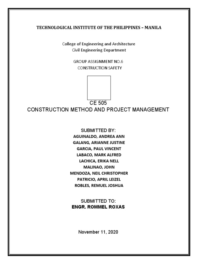 CE 505 Construction Method and Project Management | PDF | Social ...