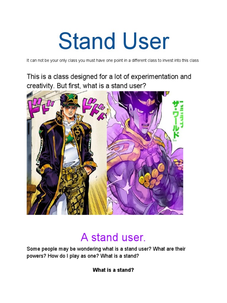 Stand User Class DND | PDF | Role Playing Games | Leisure