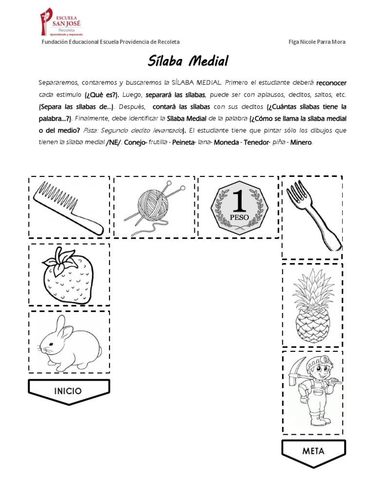 Guía 6 Sílaba Medial NE PDF | PDF