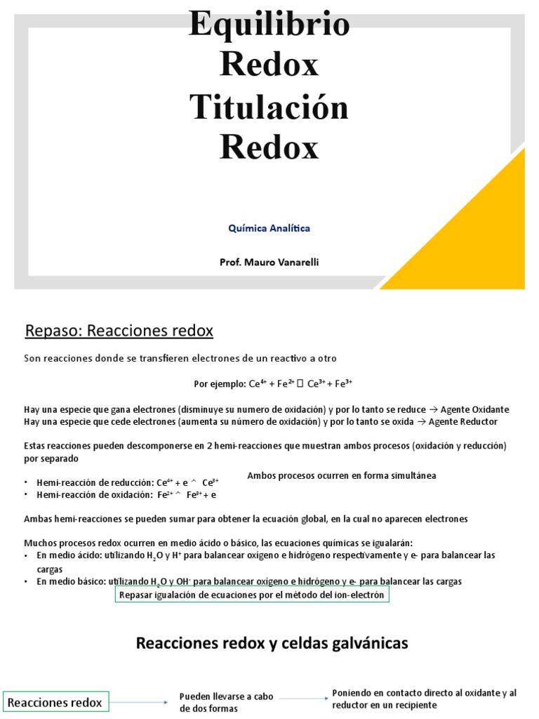 Reacciones Redox y Celdas Galvánicas | PDF | Redox | Electroquímica