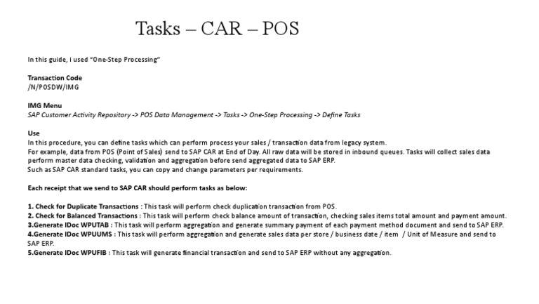 Car Pos Tasks | PDF