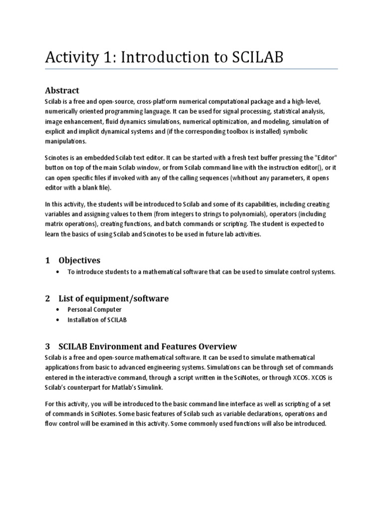 Lab Activity 1 Engineering Control Systems | PDF | Computer Programming ...