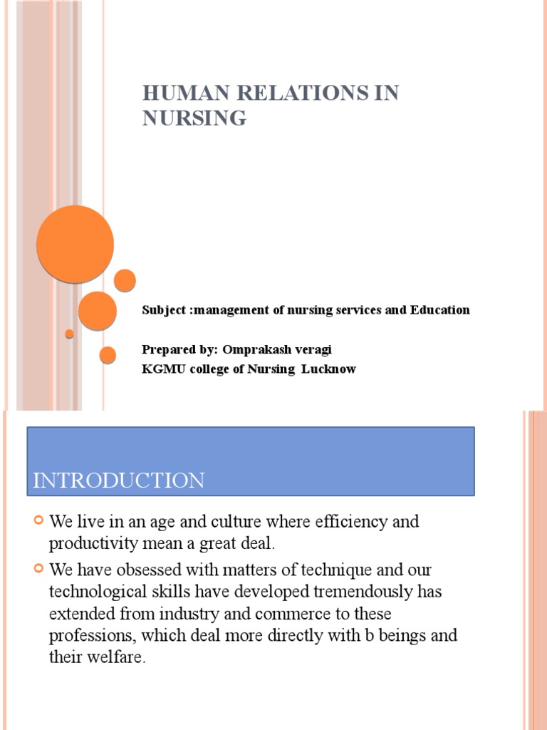 Human Relations in Nursing | PDF | Nursing | Interpersonal Relationships