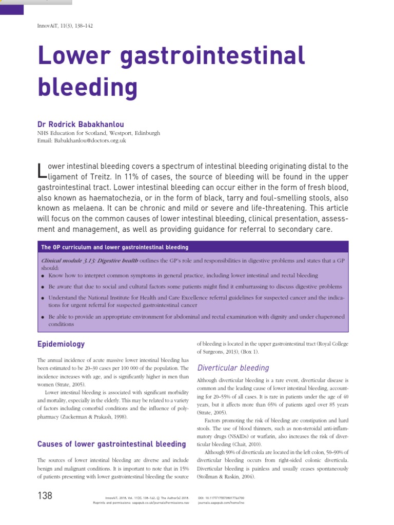 Causes and Management of Lower GI Bleeding | PDF | Colorectal Cancer ...
