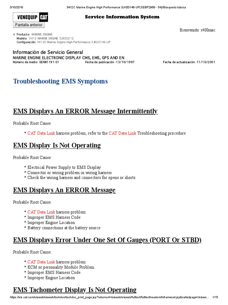 Cat Data Link-3412c Marine Engine High Performance 3JK00146-UP ...