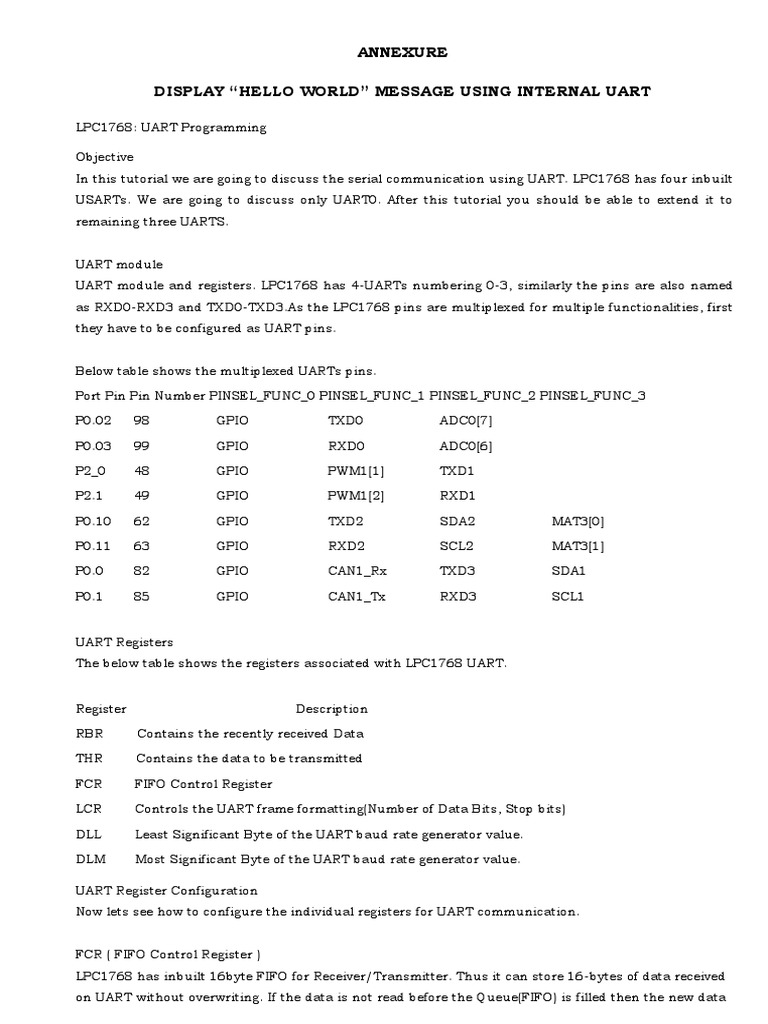 Annexure Display "Hello World" Message Using Internal Uart | PDF | Electric Motor | Electromagnetism