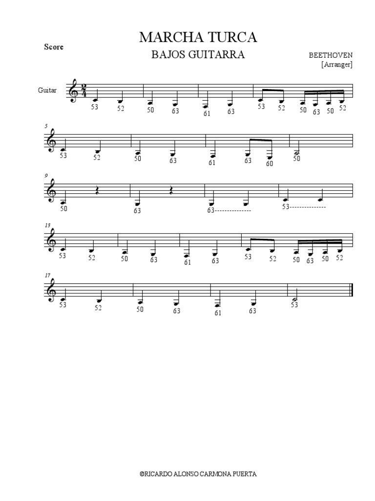Marcha Turca: Bajos Guitarra | PDF