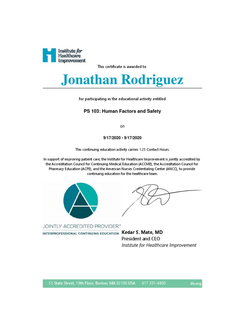 Ps 103 Human Factors and Safety | PDF