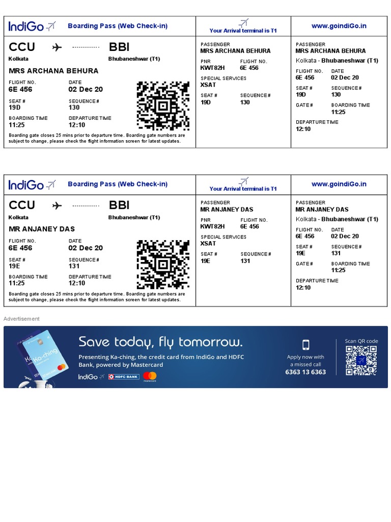 Ccu Bbi: Boarding Pass (Web Check In) WWW - Goindigo.In | PDF | Aviation | Airlines