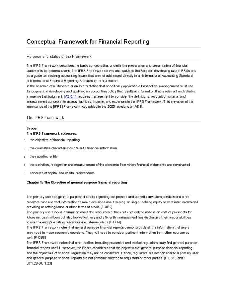 IFRS Conceptual Framework Overview | PDF | International Financial ...