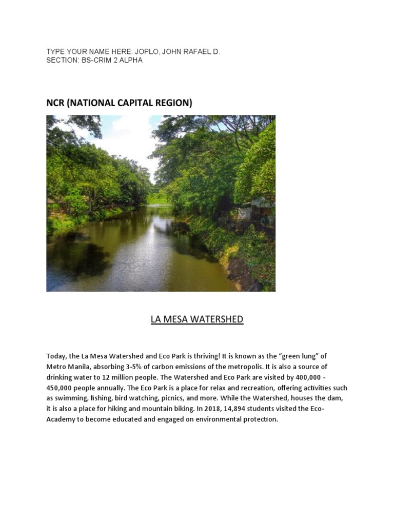 NCR (National Capital Region) : La Mesa Watershed | PDF | Luzon ...
