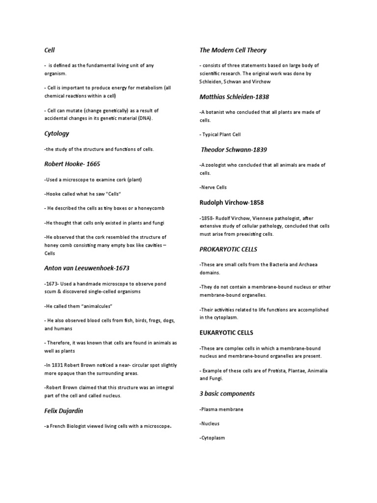 Cell The Modern Cell Theory: Rudolph Virchow-1858 | PDF | Cell (Biology ...