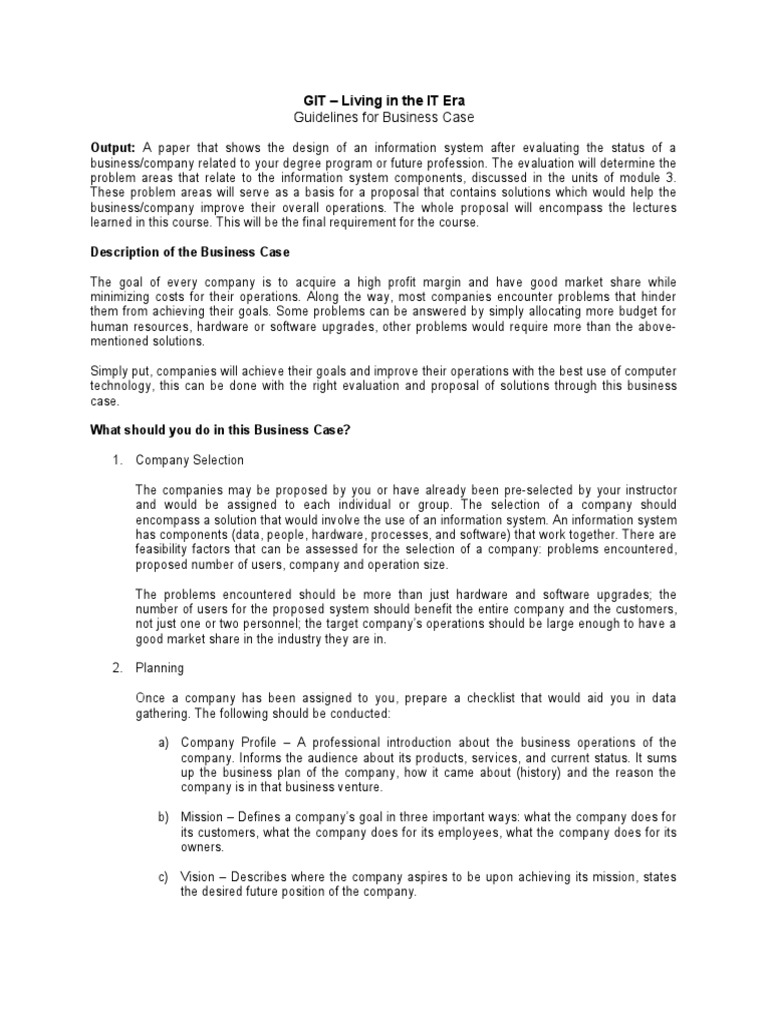 GIT-BUSINESS-CASE ASSIGNMENT-GUIDE - Final Requirement | PDF | Computing | Business