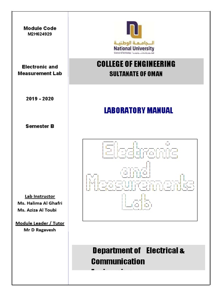 College of Engineering: Laboratory Manual | PDF | Operational Amplifier ...